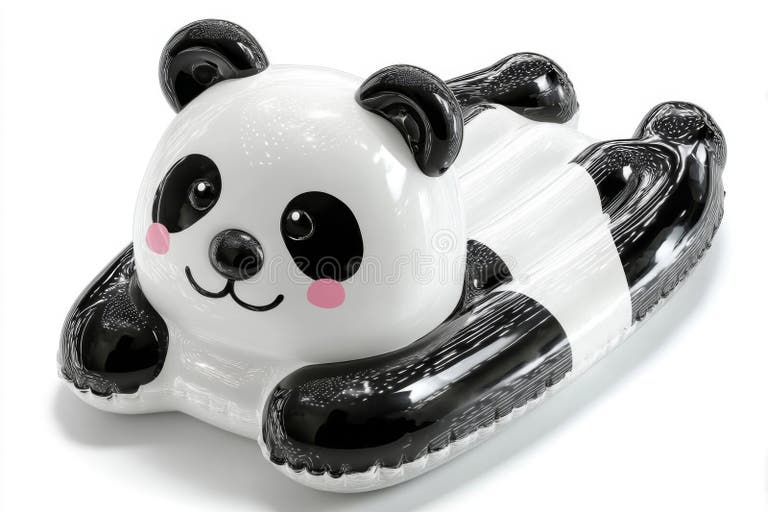 Cute Inflatable Panda Pool Toy on White Background Stock Illustration ...