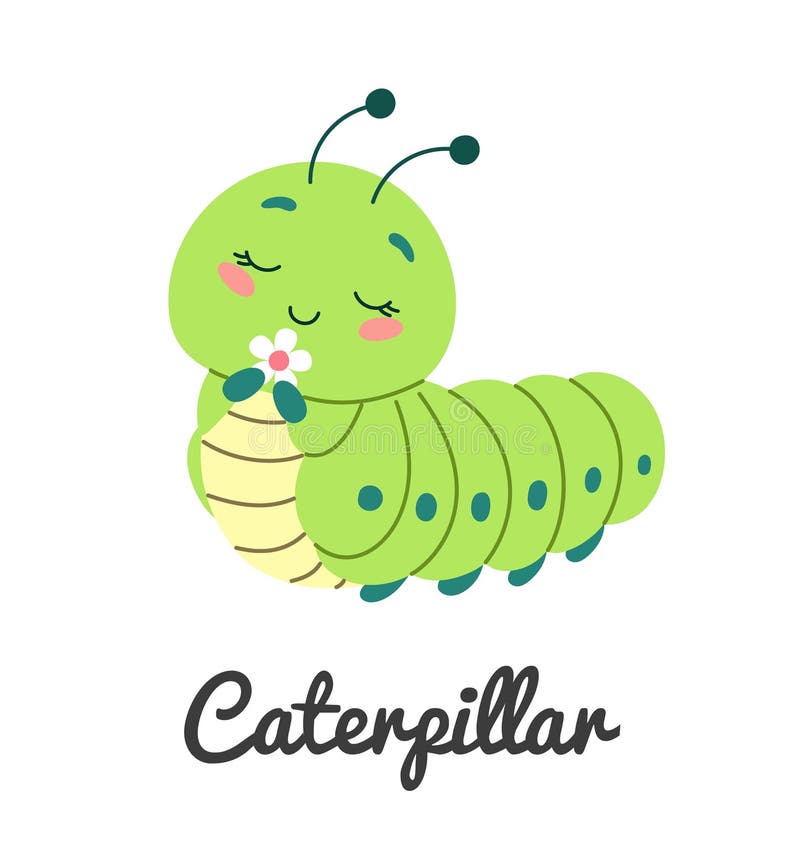 Cute Insect Caterpillar, Cartoon Character Vector Illustration Stock ...