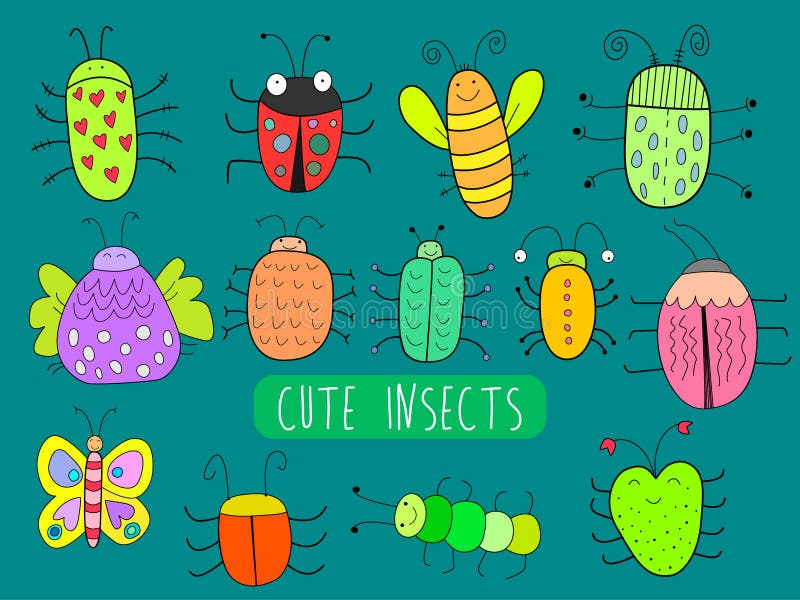 Bugs Doodle stock vector. Illustration of nature, vector - 47089287