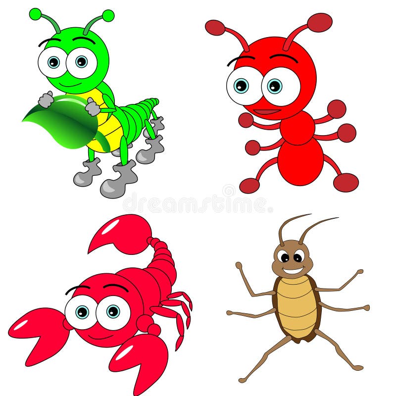 Ugly Cartoon Bugs Insects stock illustration. Illustration of critters ...