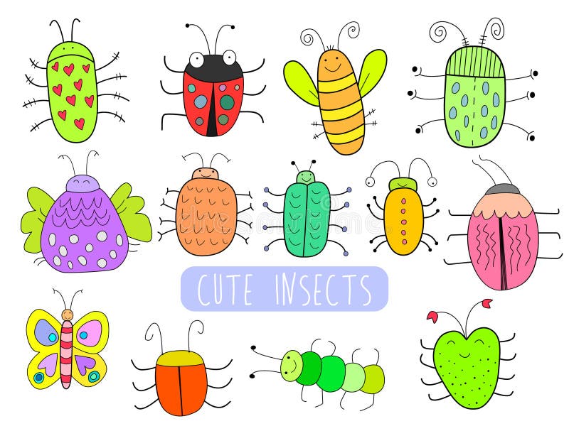 Cute insects stock illustration. Illustration of collection - 83266932