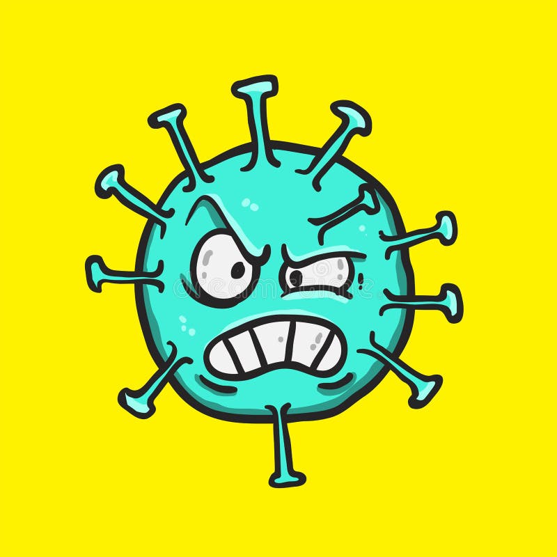 Cute and Interesting Cartoon Virus Drawings Stock Vector - Illustration ...
