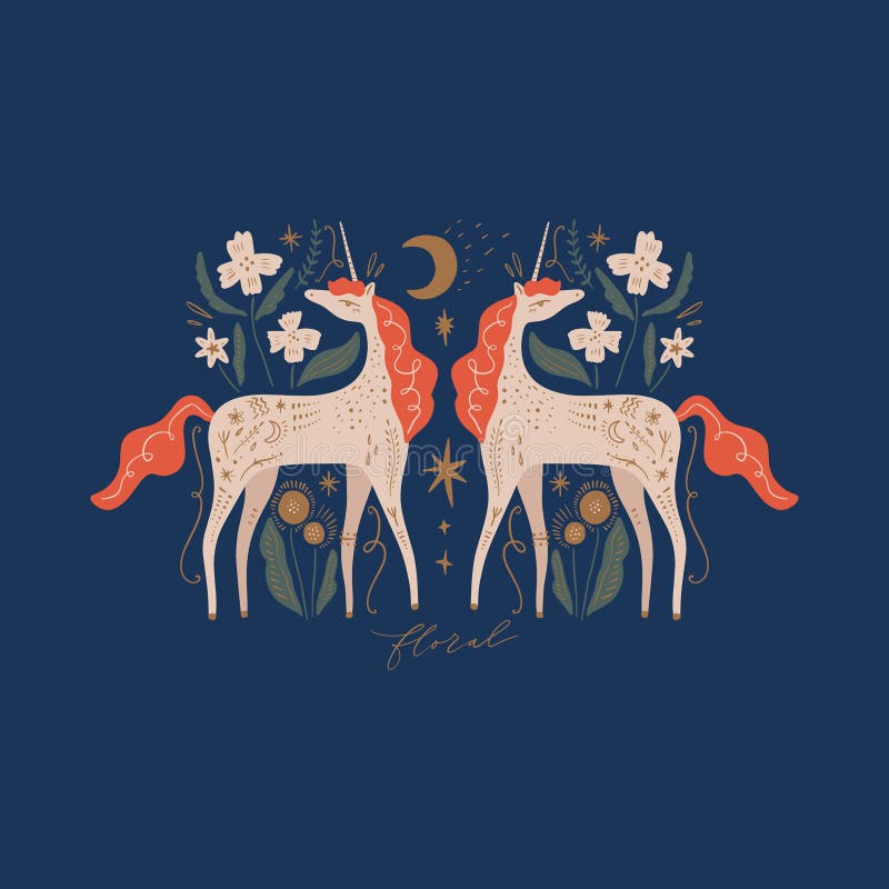 Cute Isolated Stylish Boho Unicorns Seamless Pattern Design Good Night