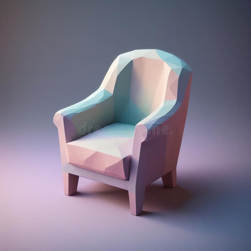 Cute Isometric Clay Armchair in 3D Blender Stock Illustration ...