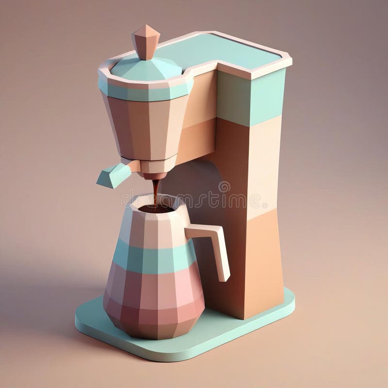 A Cute Italian Coffee Maker in Pastel Perfection Stock Illustration ...