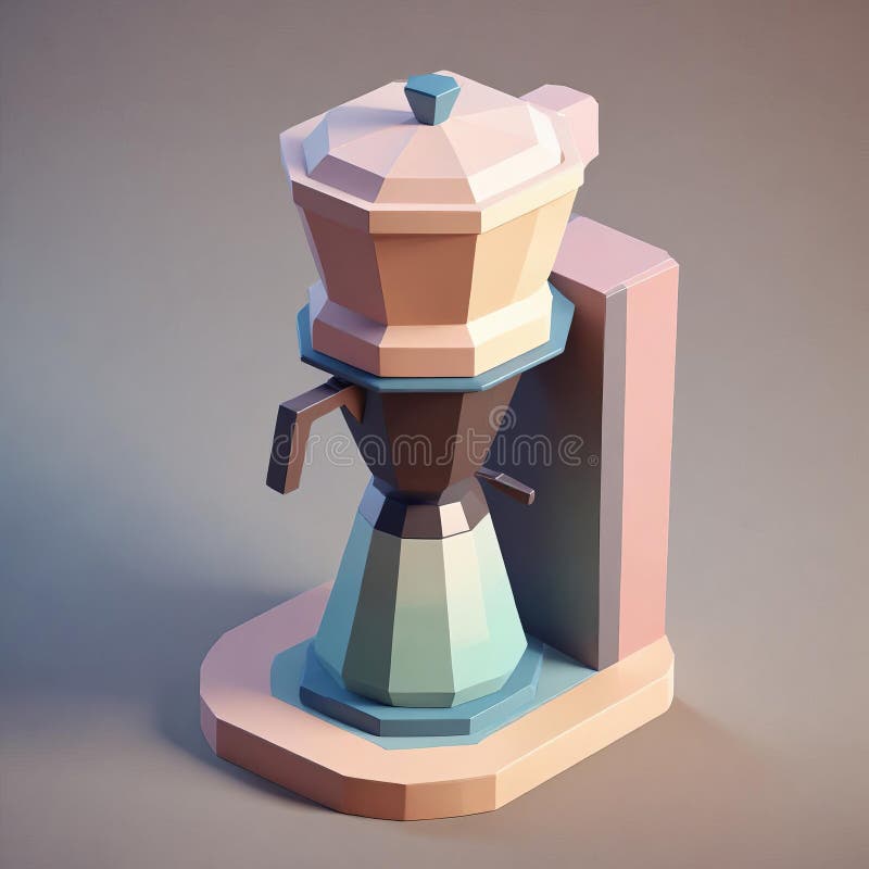 A Cute Italian Coffee Maker in Pastel Perfection Stock Illustration ...