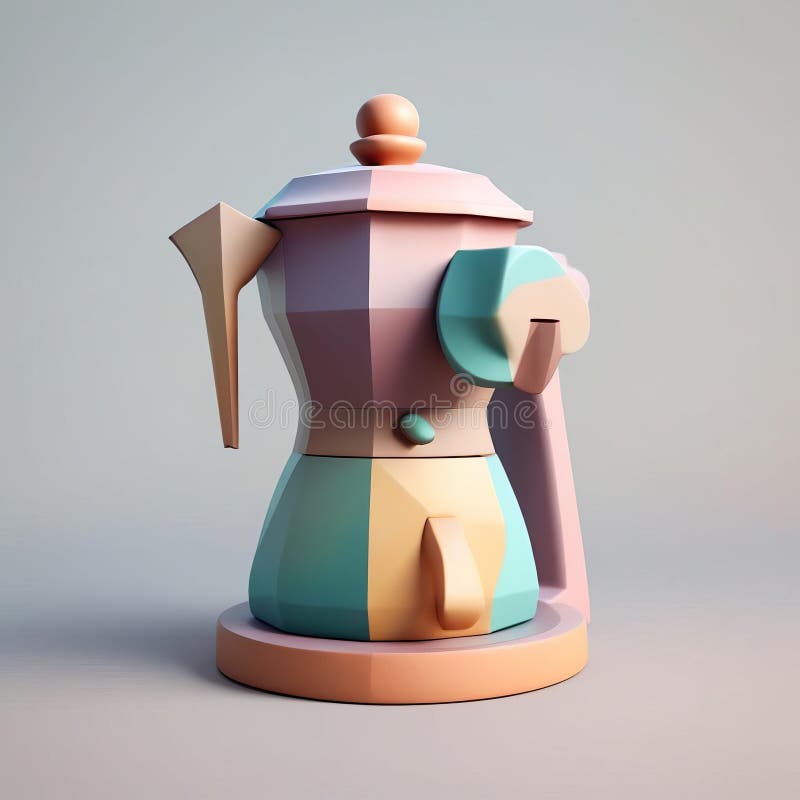 A Cute Italian Coffee Maker in Pastel Perfection Stock Illustration ...