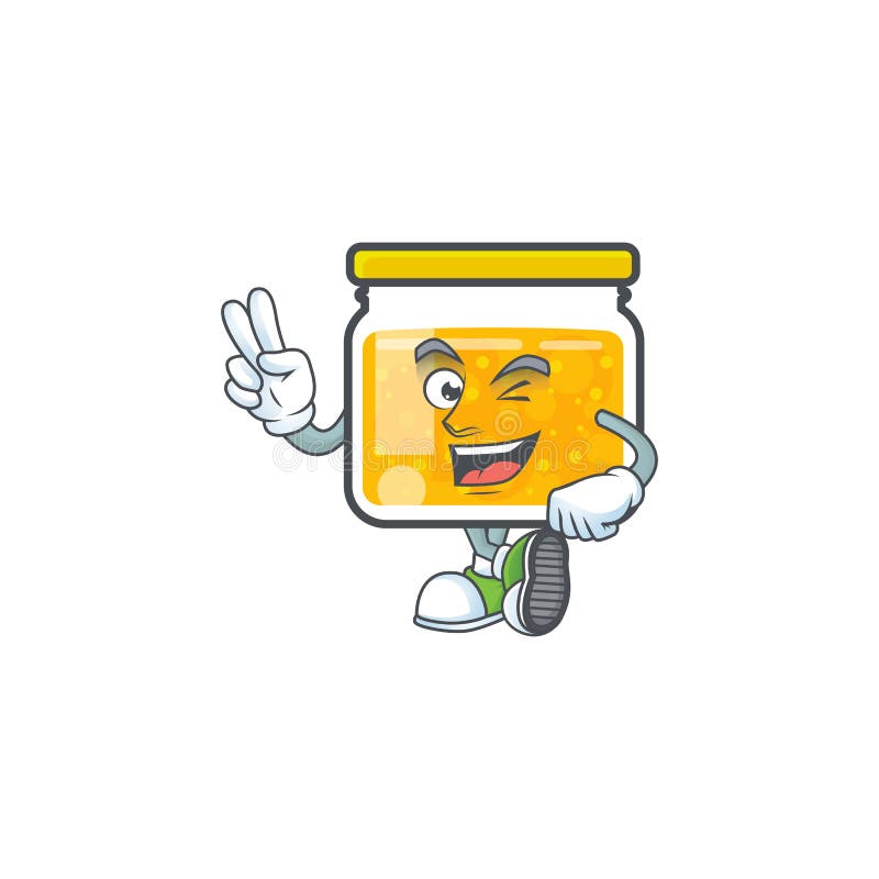 Cute Jam in Jar with Character Two Finger. Stock Vector - Illustration ...