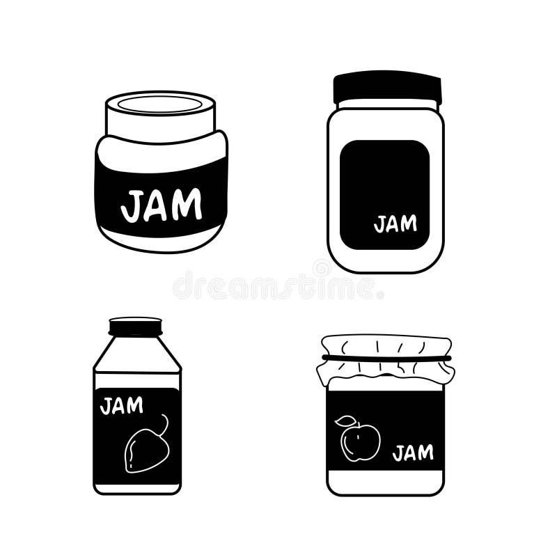 Cute Jam Vector Lineart - Monochrome Fruit Spread Stock Vector ...