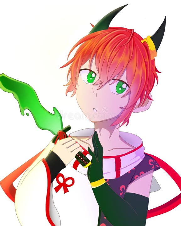 Cute Japanese Anime Boy stock illustration. Illustration of head ...