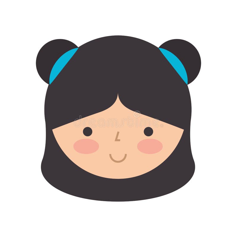 Cute japanese doll head stock vector. Illustration of japanese - 90850083