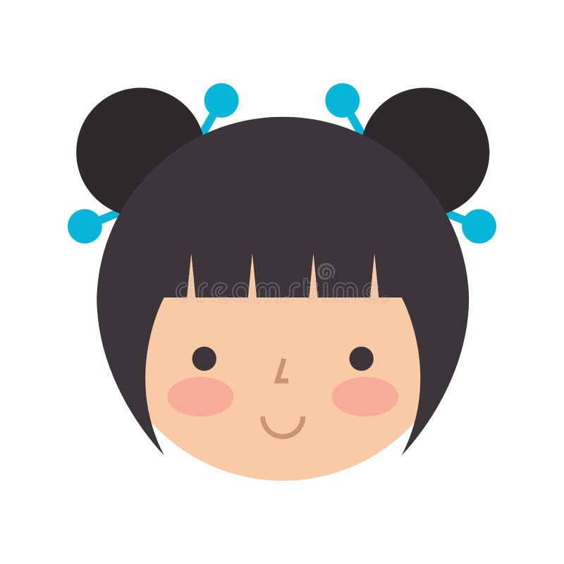 Cute japanese doll head stock vector. Illustration of geisha - 90850146