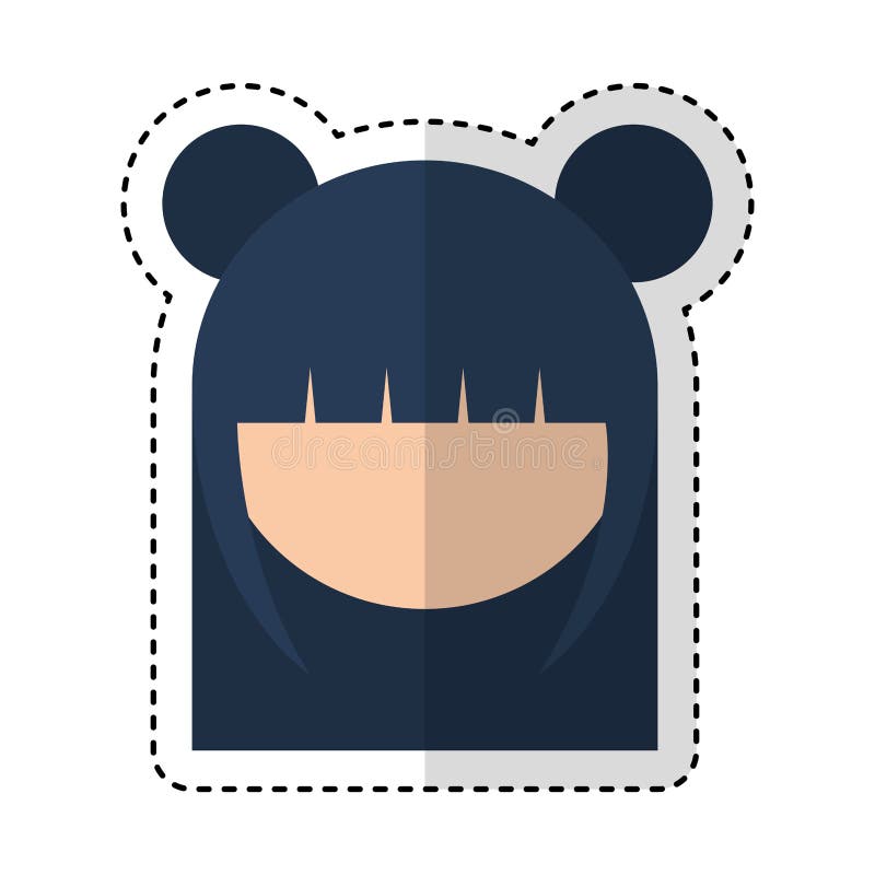 Cute japanese doll head stock vector. Illustration of child - 90850335