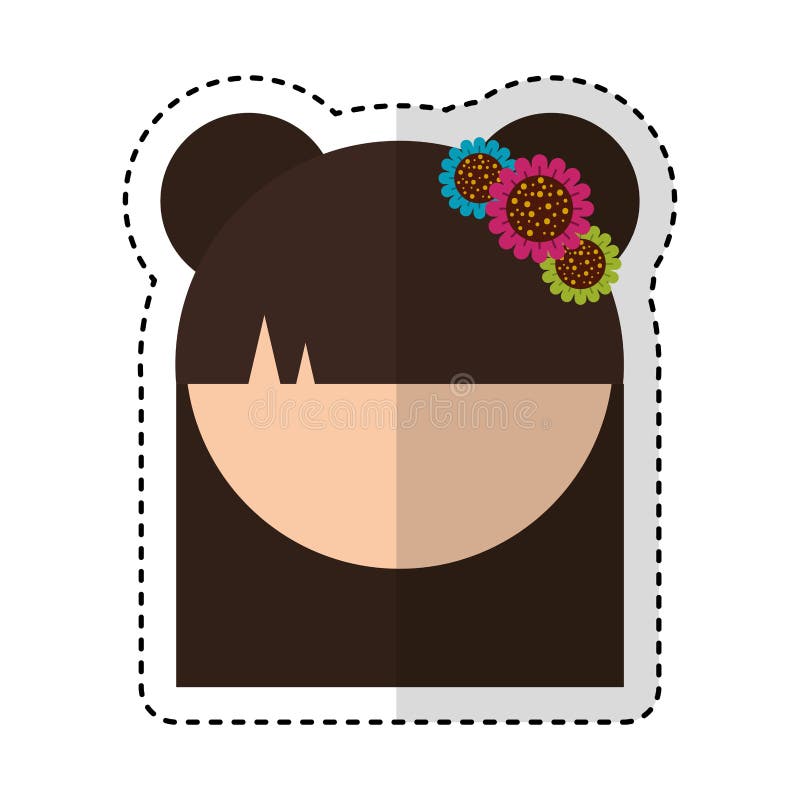 Cute japanese doll head stock vector. Illustration of child - 90850382