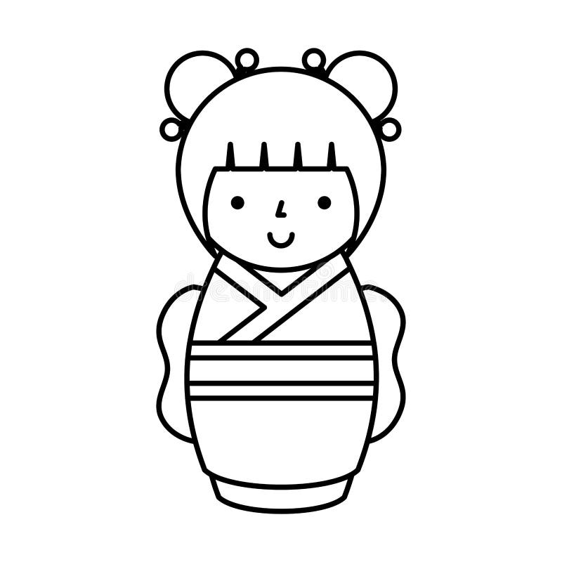 Cute japanese doll icon stock vector. Illustration of female - 90849892