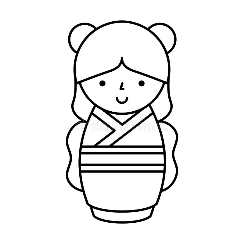 Cute japanese doll icon stock vector. Illustration of asia - 90849908