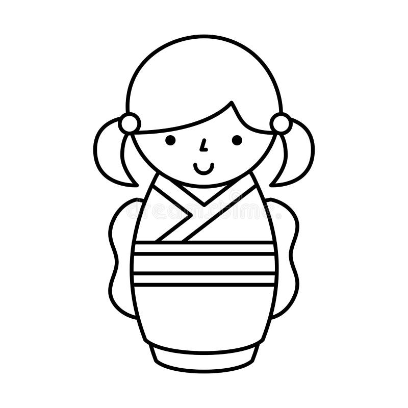 Cute japanese doll icon stock vector. Illustration of geisha - 90849927