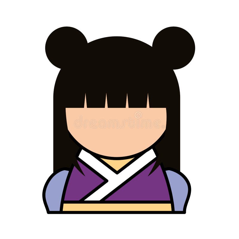 Cute japanese doll icon stock vector. Illustration of hairstyle - 90850470