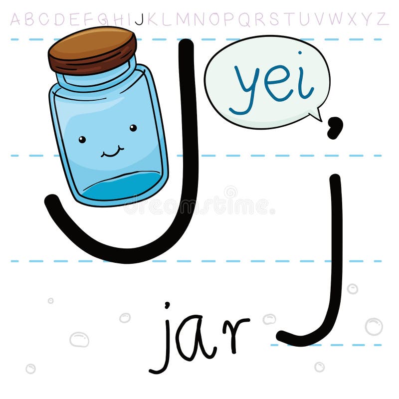 Cute Jar Taking Its Grammar and Alphabet Lesson, Vector Illustration ...