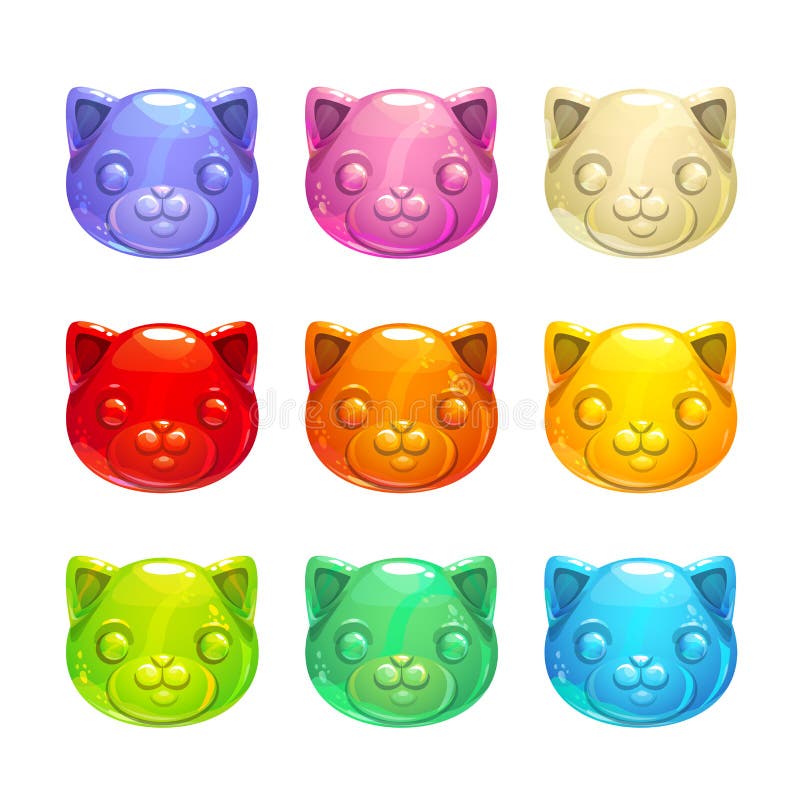 Cute jelly cat faces. stock vector. Illustration of isolated - 97352475