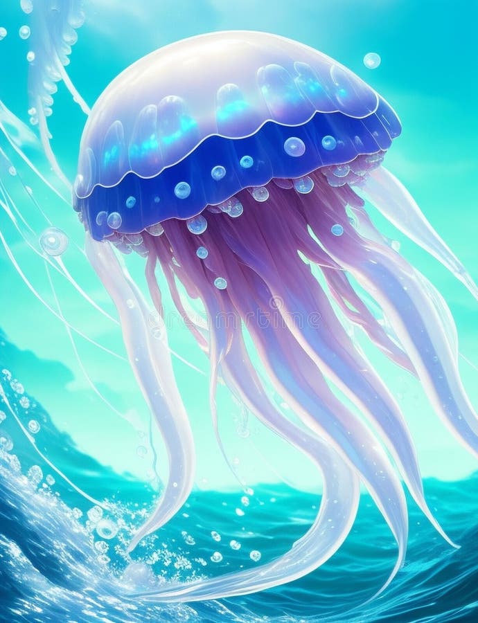 Cute Jellyfish in the Ocean.generative Ai Stock Illustration ...