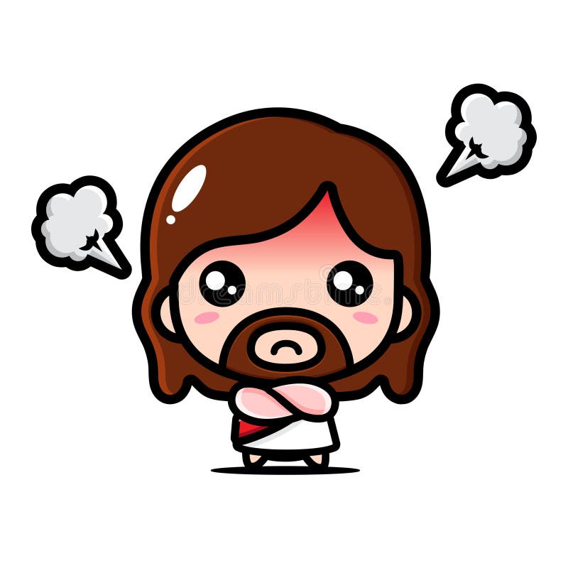Cute Jesus with Angry Expression Stock Vector - Illustration of happy ...