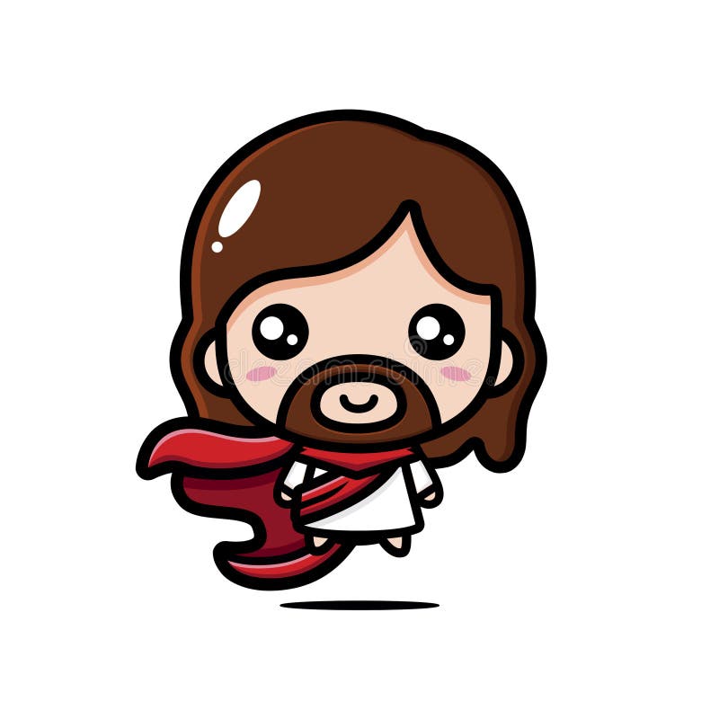 Cute Jesus Christ Wearing the Crown of a King Stock Vector ...