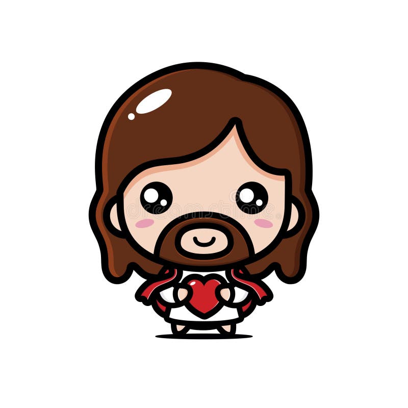 Cute Jesus Christ Wearing the Crown of a King Stock Vector ...