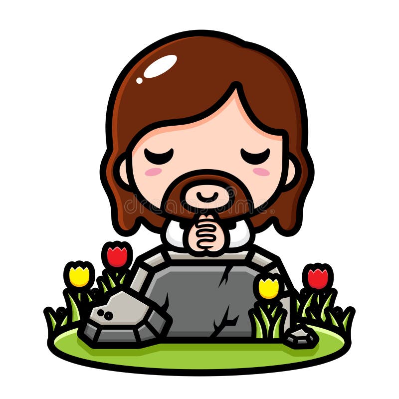 Cute Jesus Christ is Praying Stock Vector - Illustration of cartoon ...