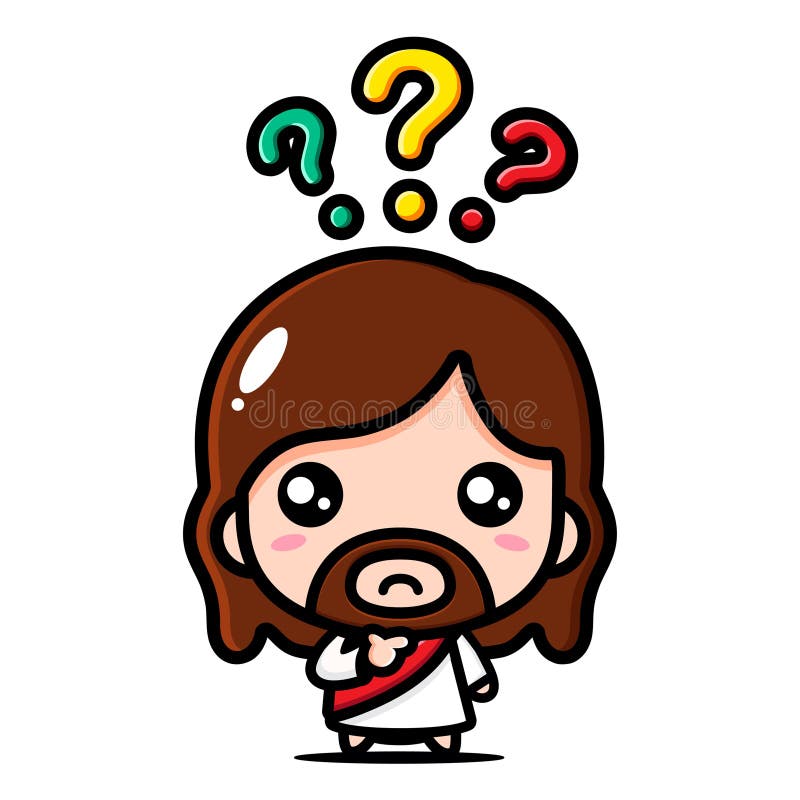 Cute Jesus Full of Question Marks Stock Vector - Illustration of chibi ...
