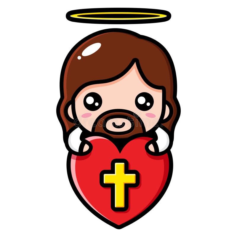 Cute Jesus Hugging Love Heart Stock Vector - Illustration of belief ...