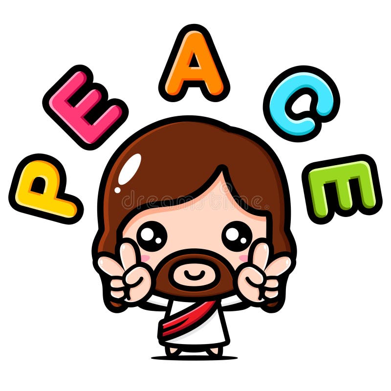 Cute Jesus Peaceful Finger Pose Stock Vector - Illustration of ...