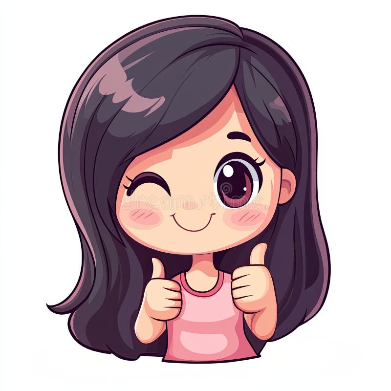 Cute Joyful Chibi Character with Fluffy Cheeks, Winking and Giving ...