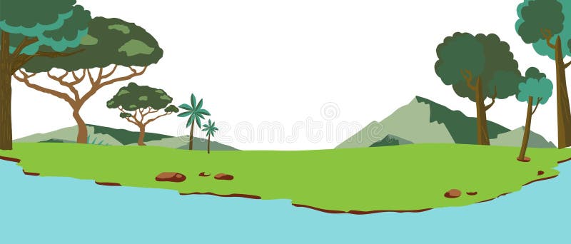Cute Jungle Landscape Banner for Horizontal Design Stock Vector ...