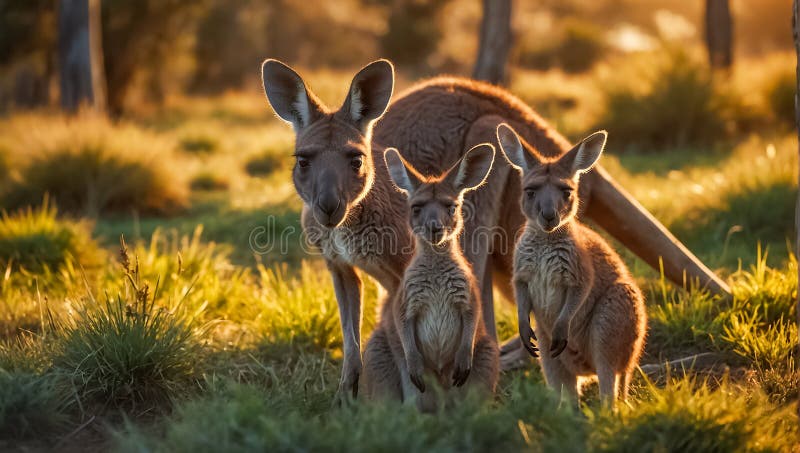 Cute Kangaroo in Australia Curious Summer Park Stock Illustration ...