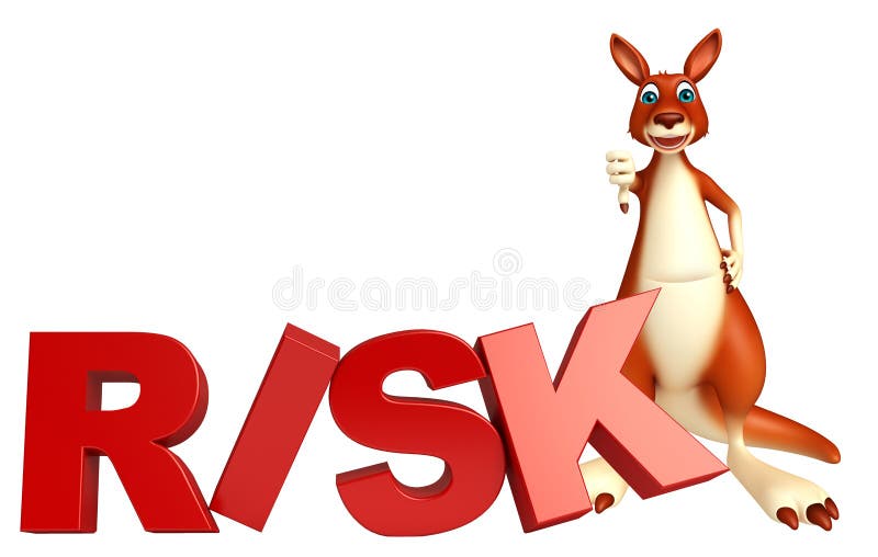 Cute Kangaroo Cartoon Character with Risk Sign Stock Illustration ...