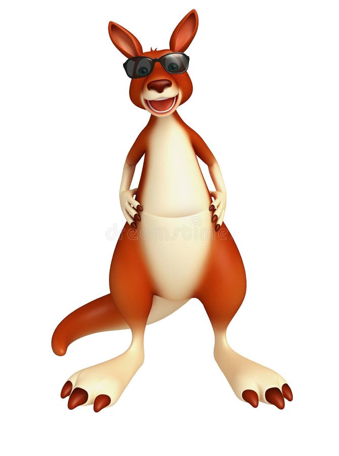 Cute Kangaroo Cartoon Character with Sunglass Stock Illustration ...