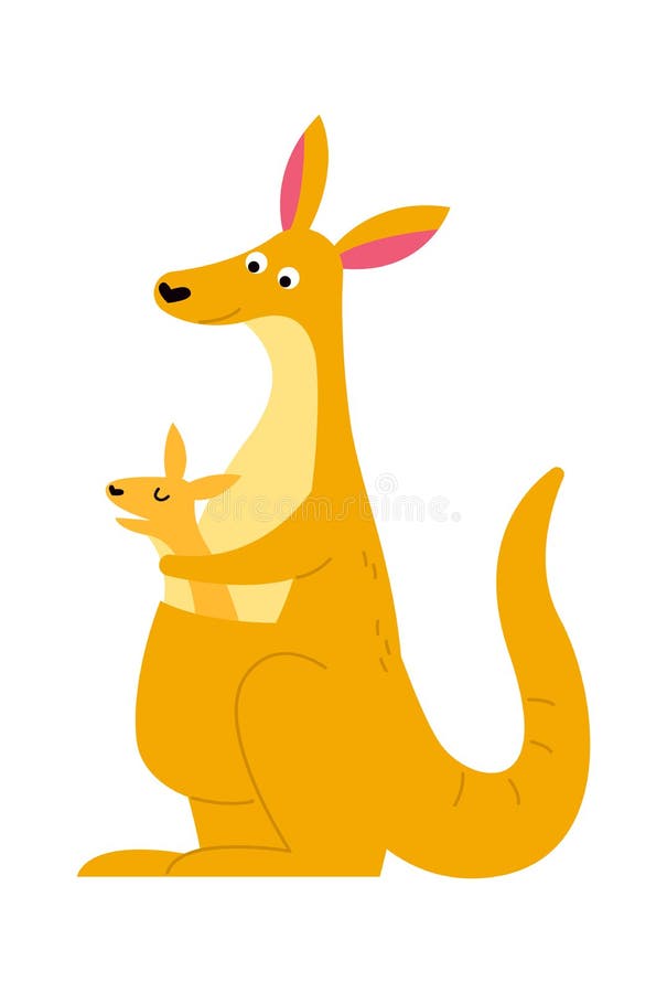 Cute Kangaroo Flat Icon Wildlife Funny Animals Stock Vector - Illustration of flat, nature ...