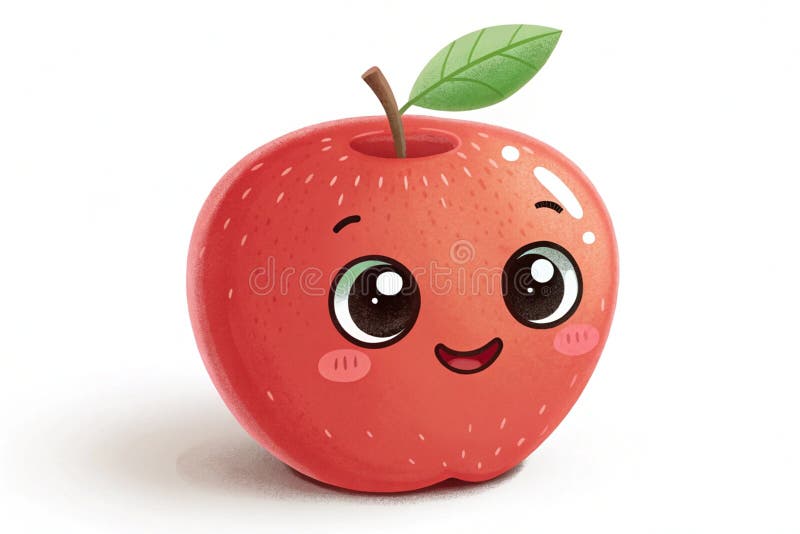 Cute Kawaii Apple Cartoon, 3d Rendering - Generated by Ai Stock ...