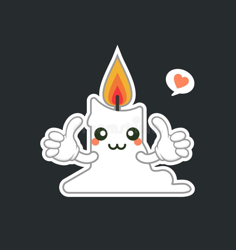 Cute and Kawaii Candle Cartoon Character Flat Design Vector ...