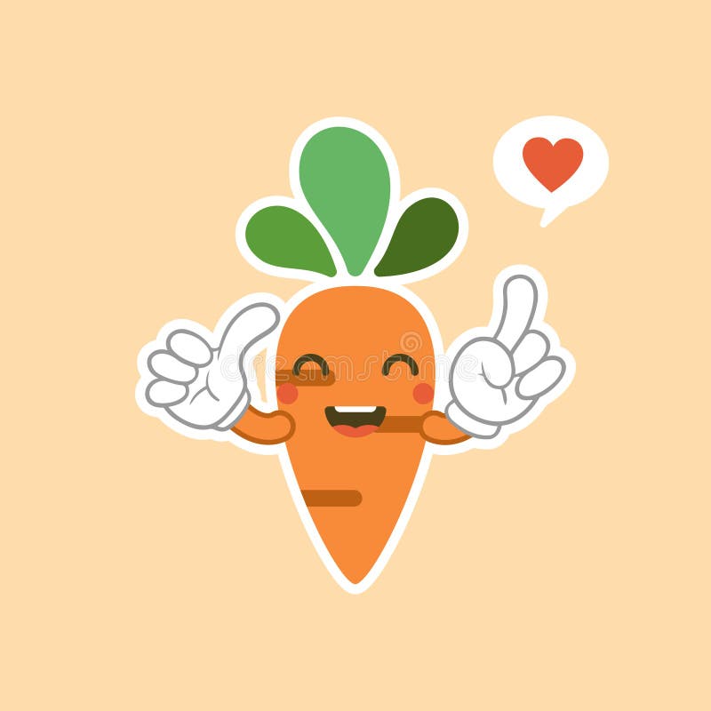 Cute And Kawaii Carrot Cartoon Character Vector Isolated Image Of A