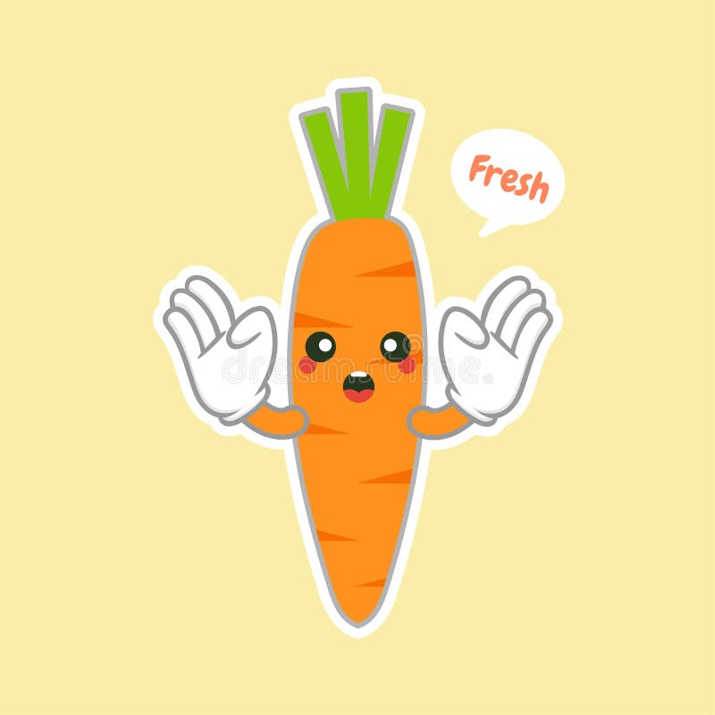 Cute And Kawaii Carrot Character Balloon Sticker Cool Vegetable