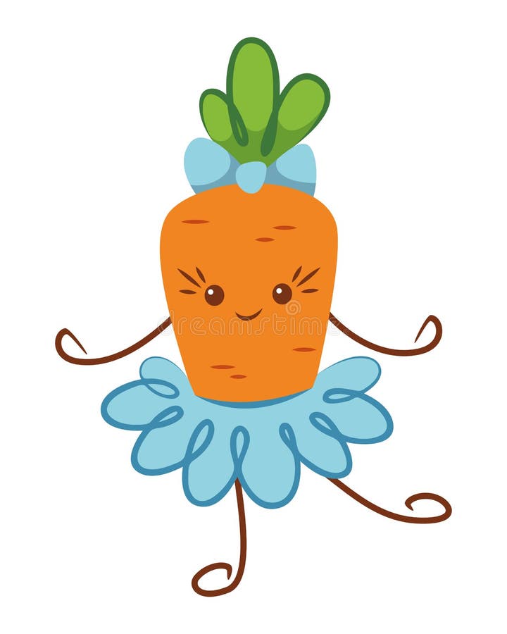Kawaii Carrot Dancing Cartoon Vector Illustration Stock Vector ...