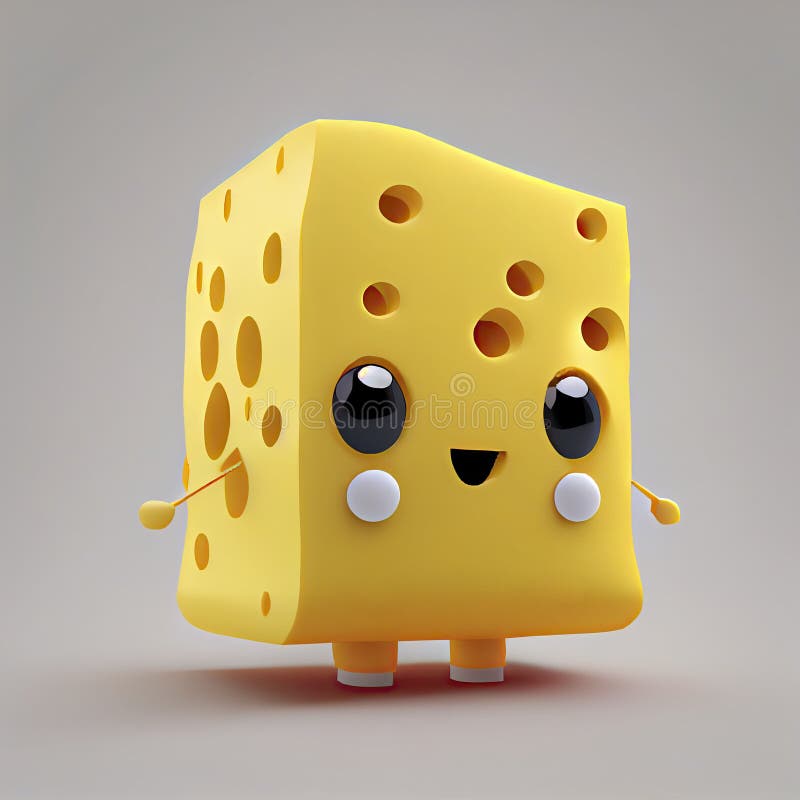 Cute Kawaii Cartoon Cheese, 3D Cartoon Character. Generative AI Stock ...