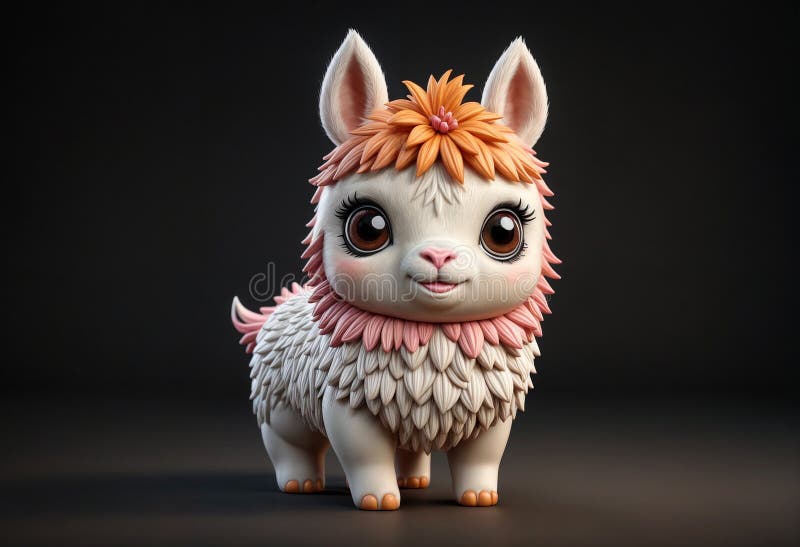 Cute Kawaii 3d Cartoon Llama - Generated by Ai Stock Illustration ...