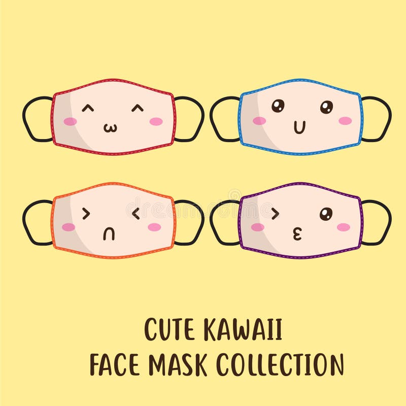 Cute Kawaii Face Mask Pattern Vector Design Stock Illustration ...