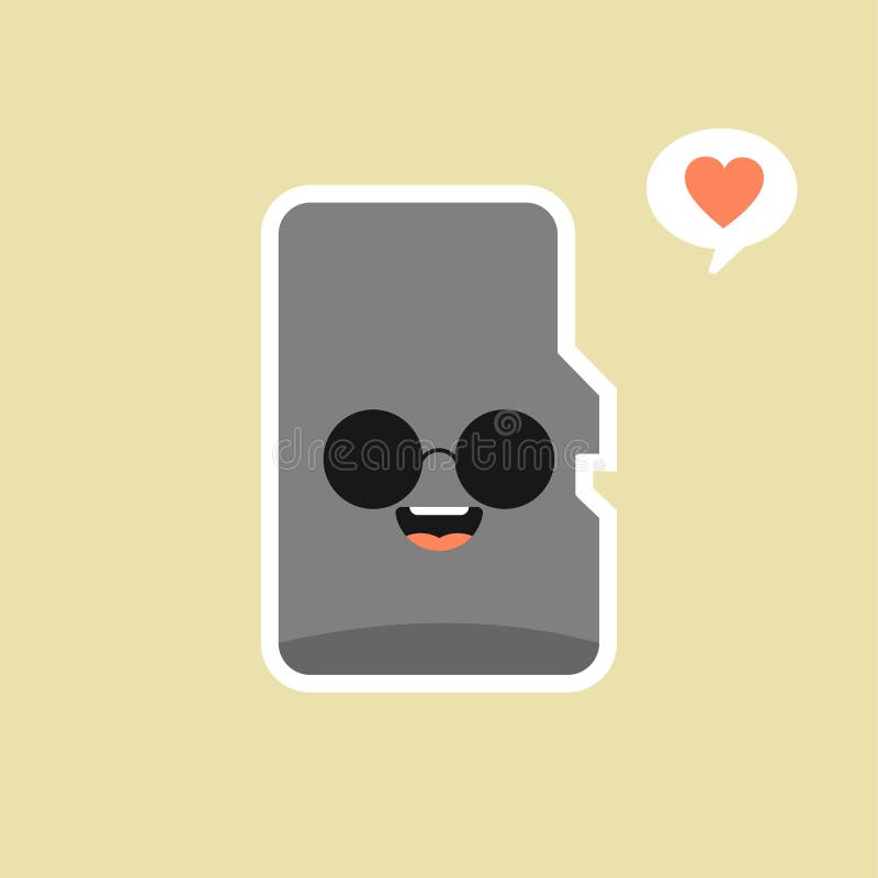 Cute and Kawaii Micro Sd Card in Flat Style Vector Illustration ...