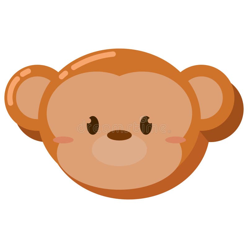 Cute Kawaii Monkey Animal Character Emoticon Vector Stock Vector ...