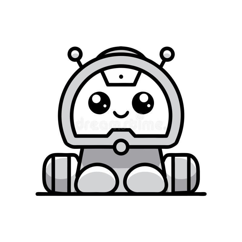 Cute Kawaii Robot Character Vector Illustration for Technology Concepts ...