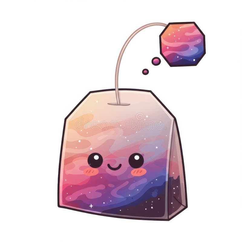 Cute Kawaii Space Tea Bag Illustration Stock Illustration ...